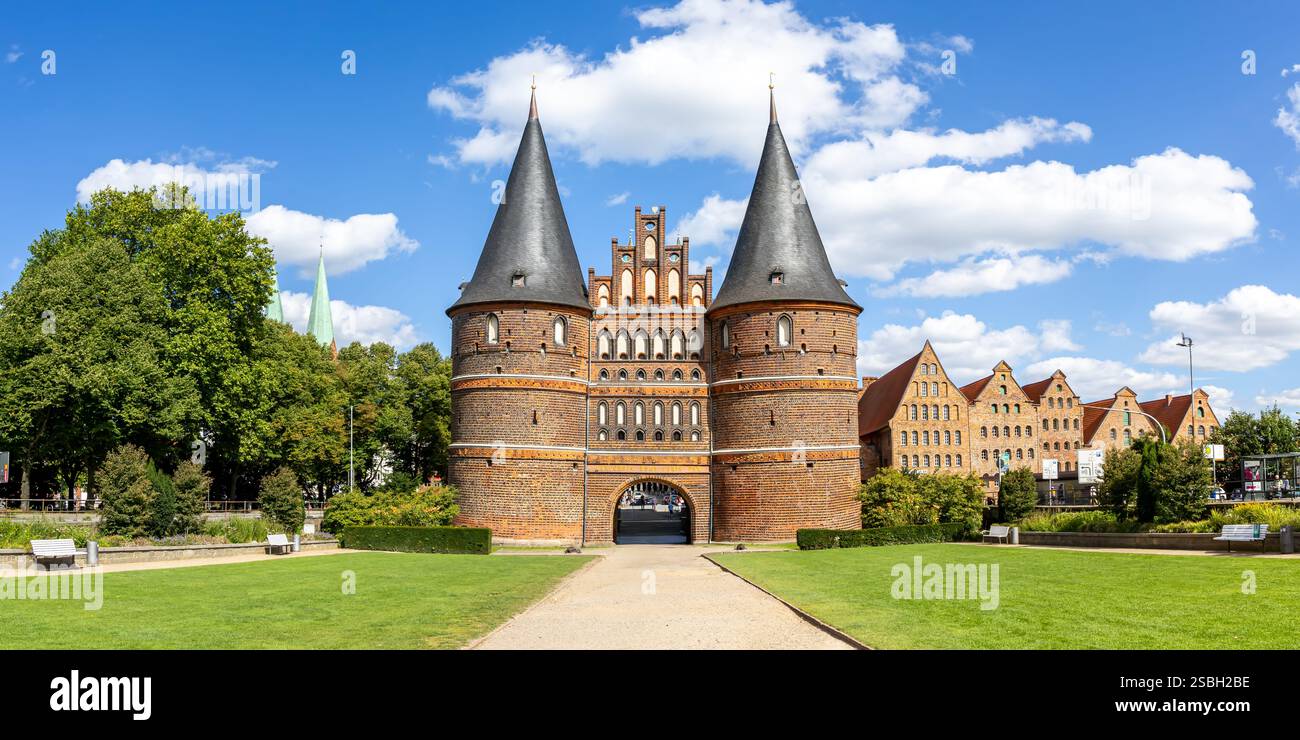 Holsten Gate Holstentor panorama Hanseatic city town of Lübeck in ...