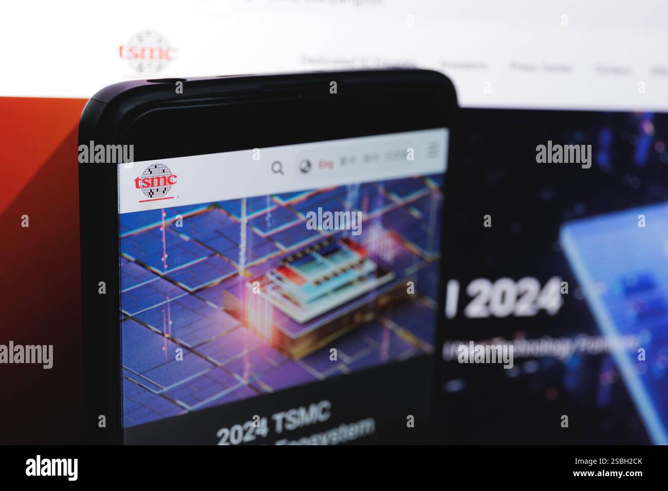Close-up of a smartphone displaying the TSMC - Taiwan Semiconductor ...