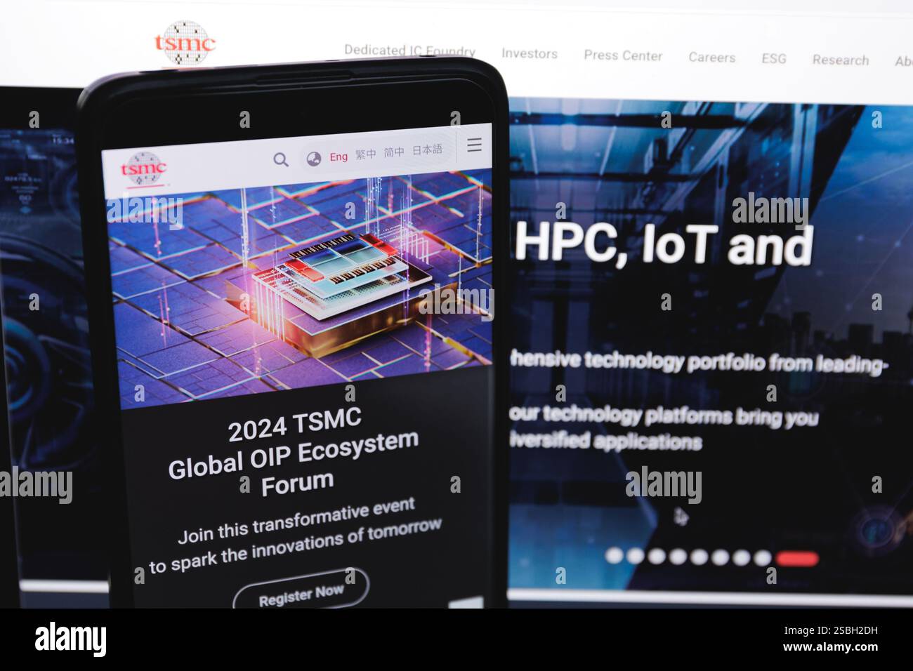 Close-up of a smartphone displaying the TSMC - Taiwan Semiconductor ...