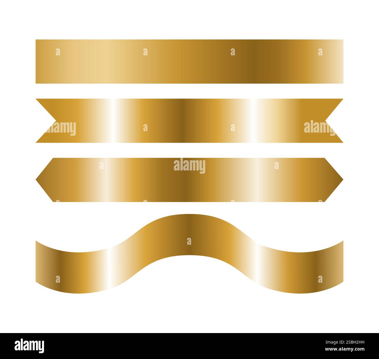 Golden ribbon border, divider, separator shape of page for website, card, banner, brochure ...