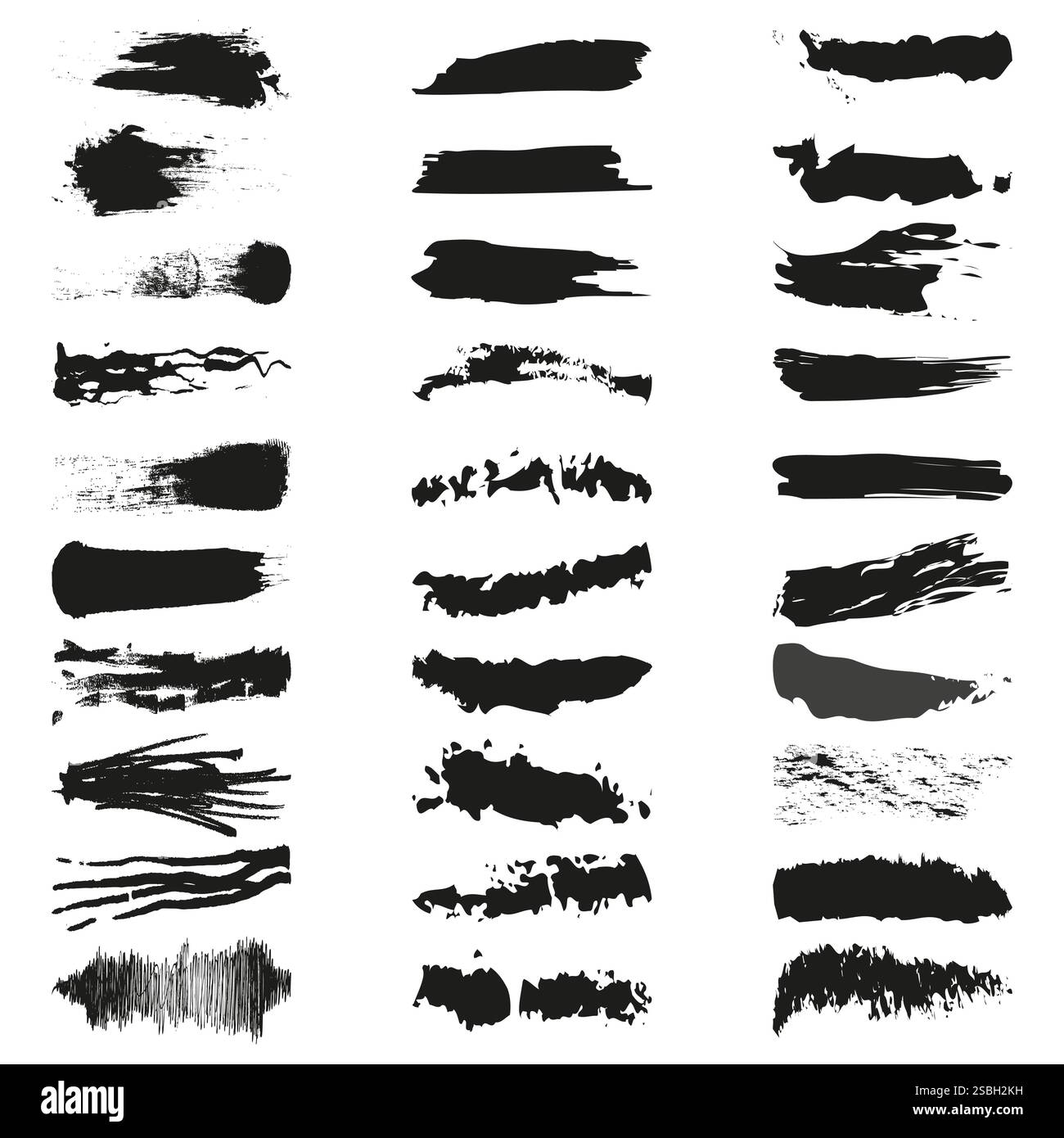 Brush strokes set. Artistic black texture. Grunge abstract style ...