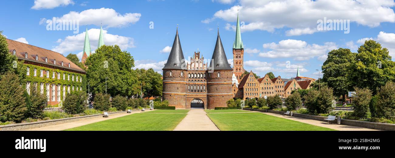 Holsten Gate Holstentor panorama Hanseatic town city of Lübeck in ...