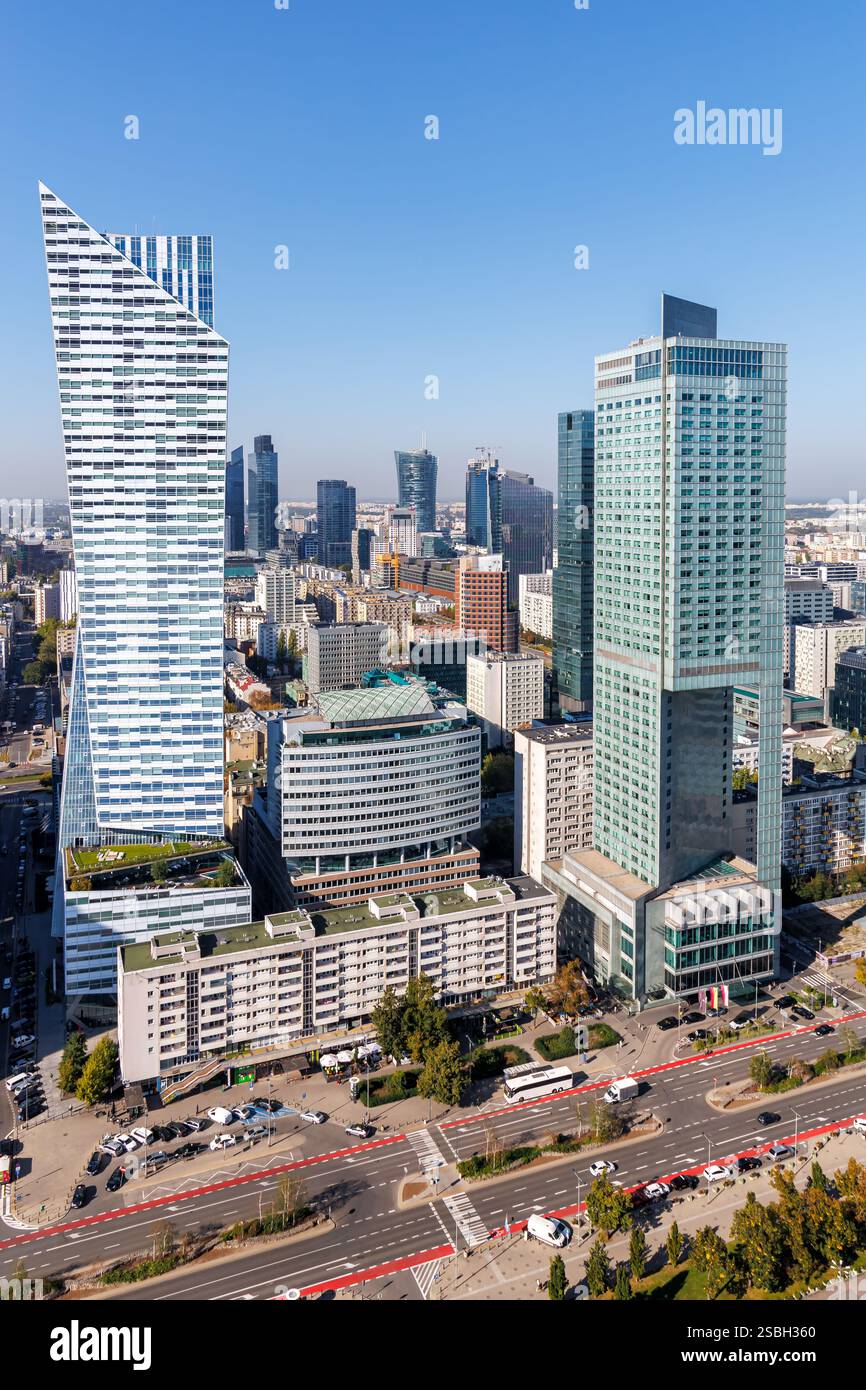 Warsaw skyline skyscraper in downtown real estate city portrait format ...