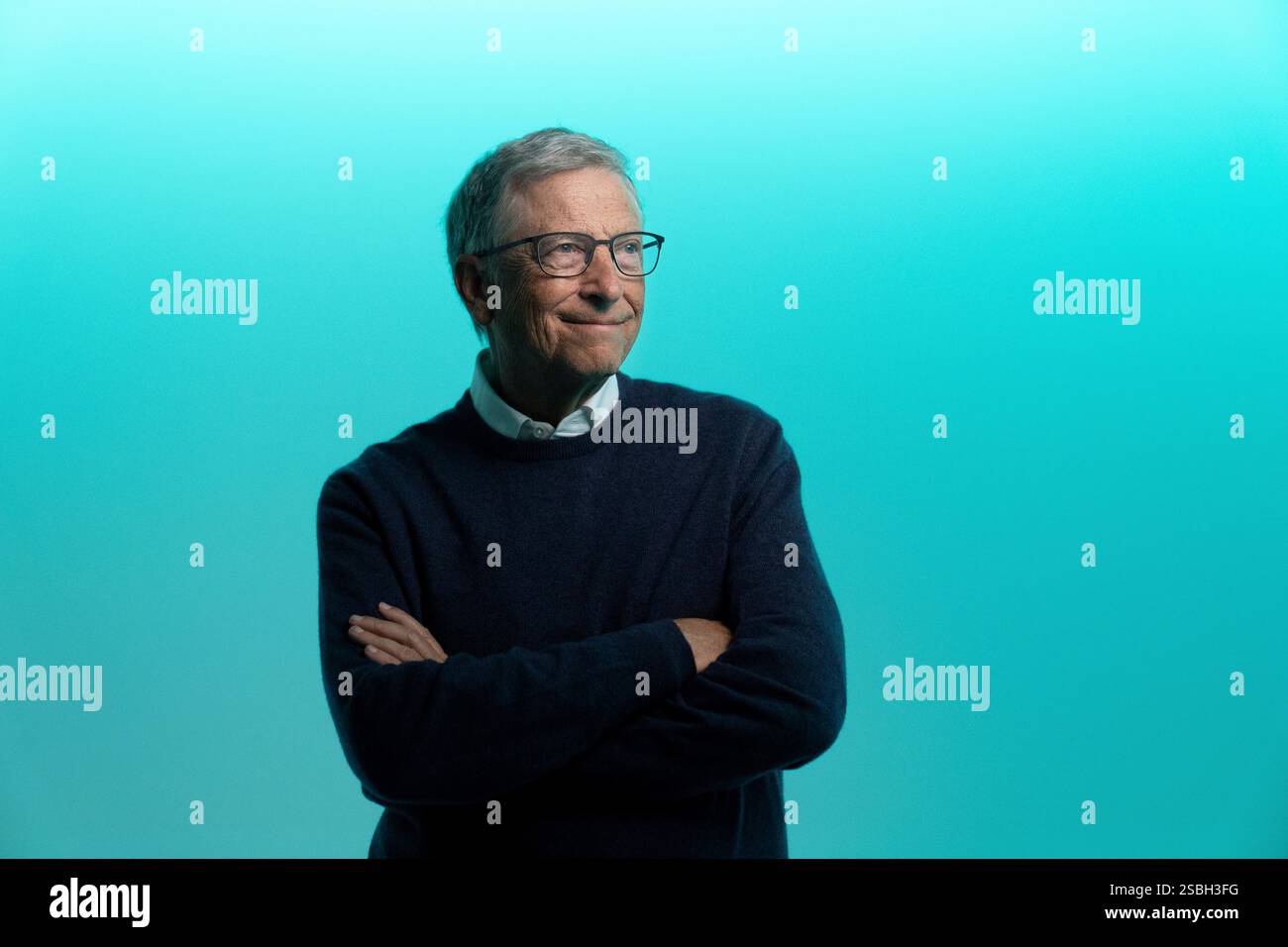Bill Gates stands for a photo after an interview with The Associated ...