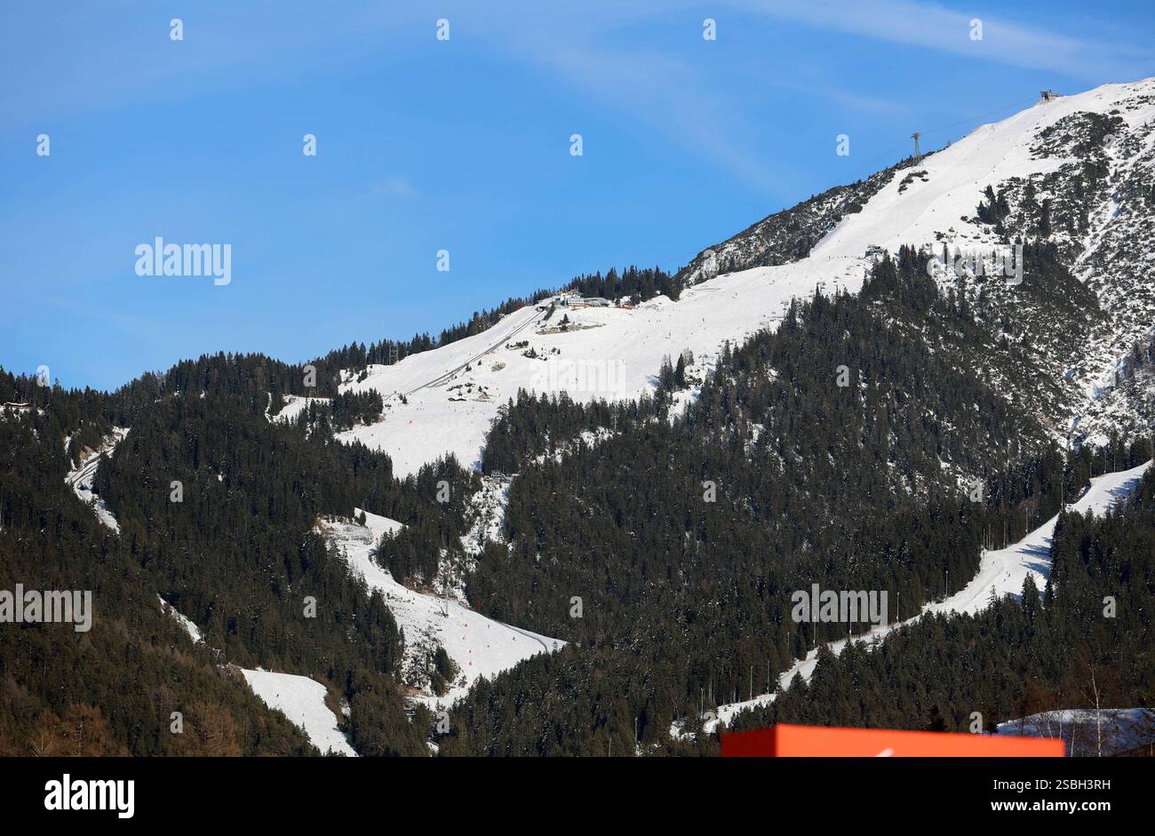 Seefeld, Österreich, 02. Februar 2025: Hier der Blick auf das Skigebiet ...
