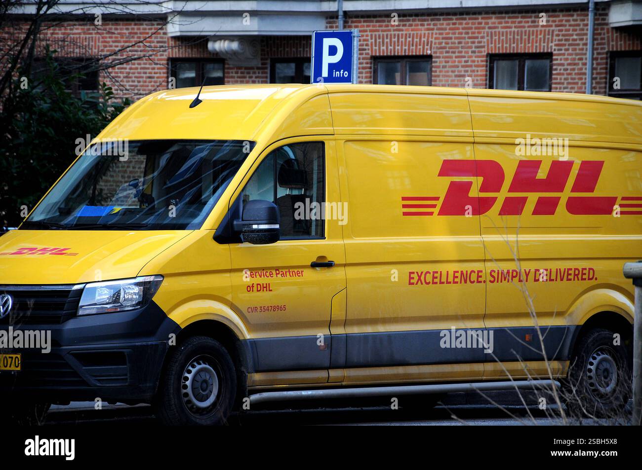 Copenhagen/ DenmarK/03 FEBRUARY 2025/German DHL delivery van in ...