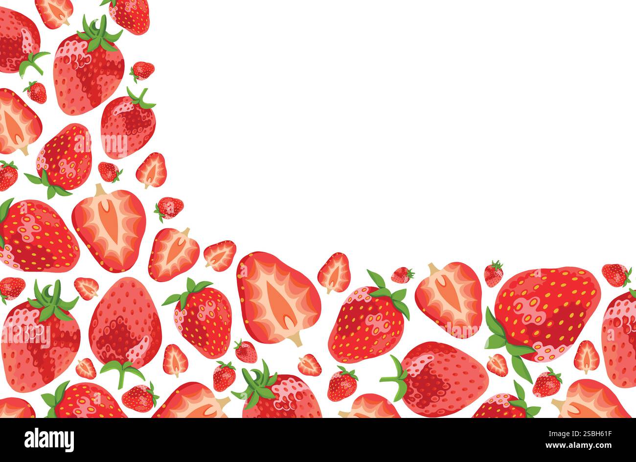 3d realistic strawberries vector illustration banner. Fruit frame with ...