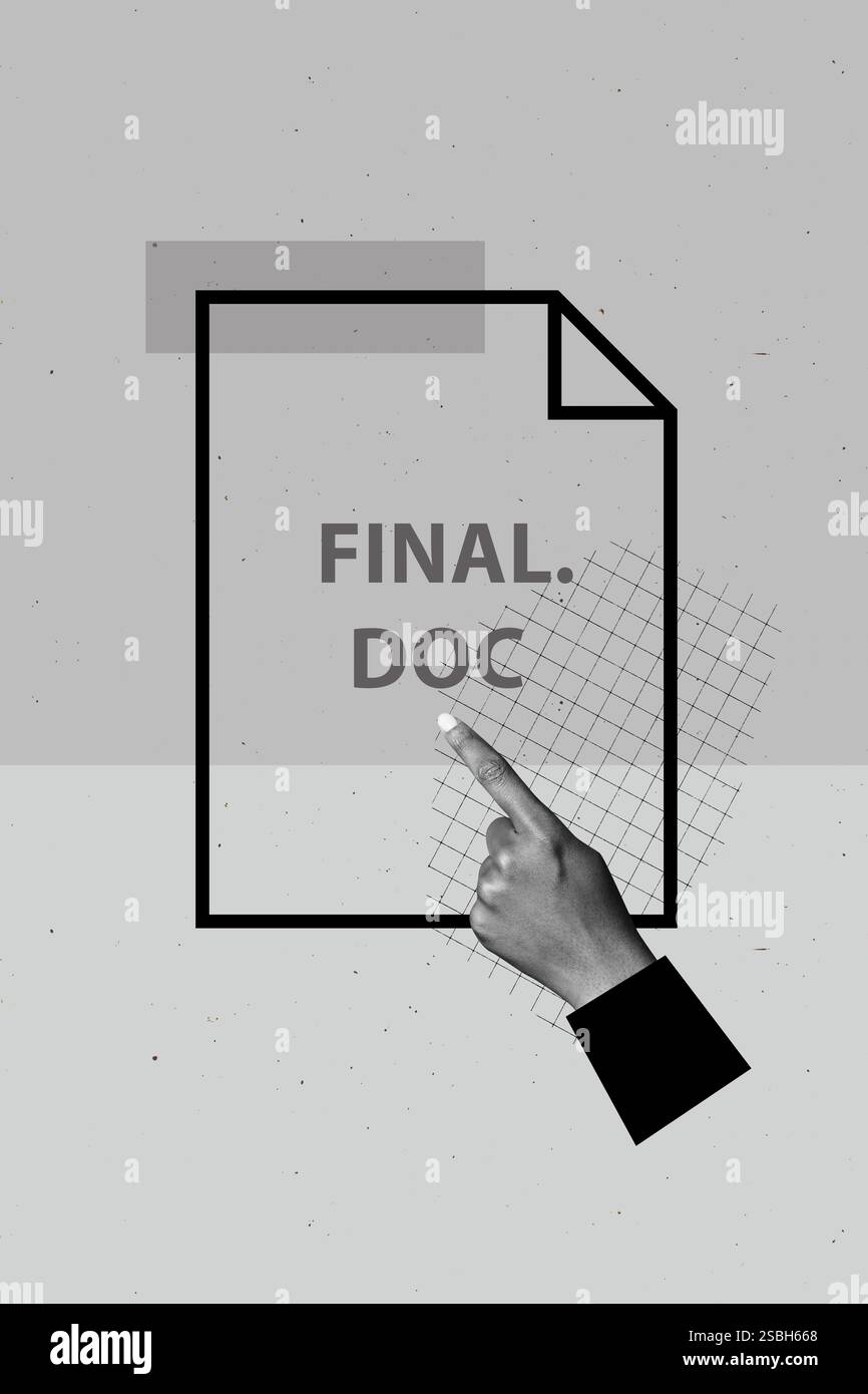 Art image vertical photo collage of hand point index finger folder ...