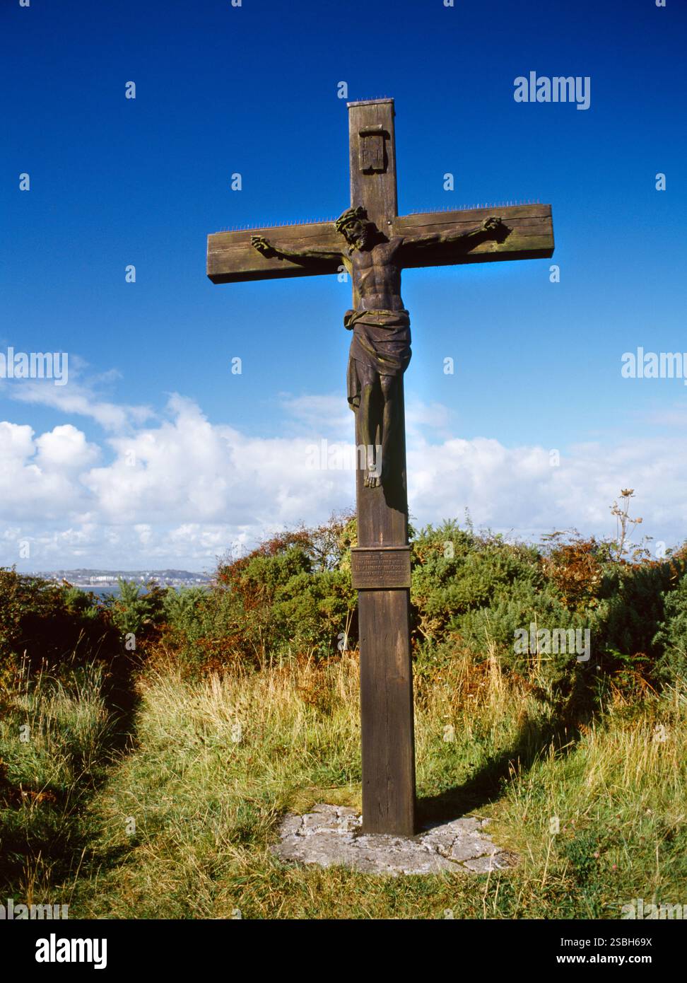 The Caldey Calvary, situated on the cliff overlooking Priory Beach ...