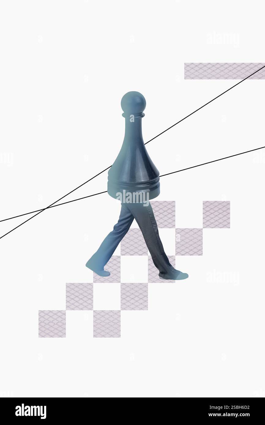 Vertical sketch 3d collage poster of anonym man instead body black ...