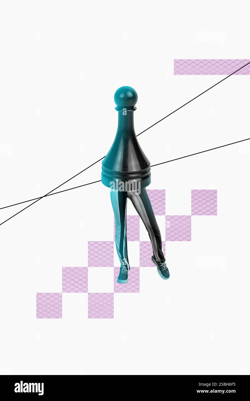 Vertical sketch 3d collage poster of anonym girl instead body black ...