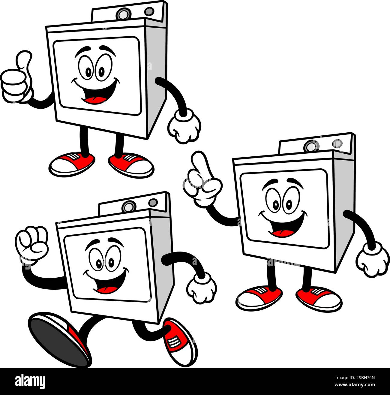 Clothes Dryer Character Set, Hand Drawn Vector illustrations, Isolated ...
