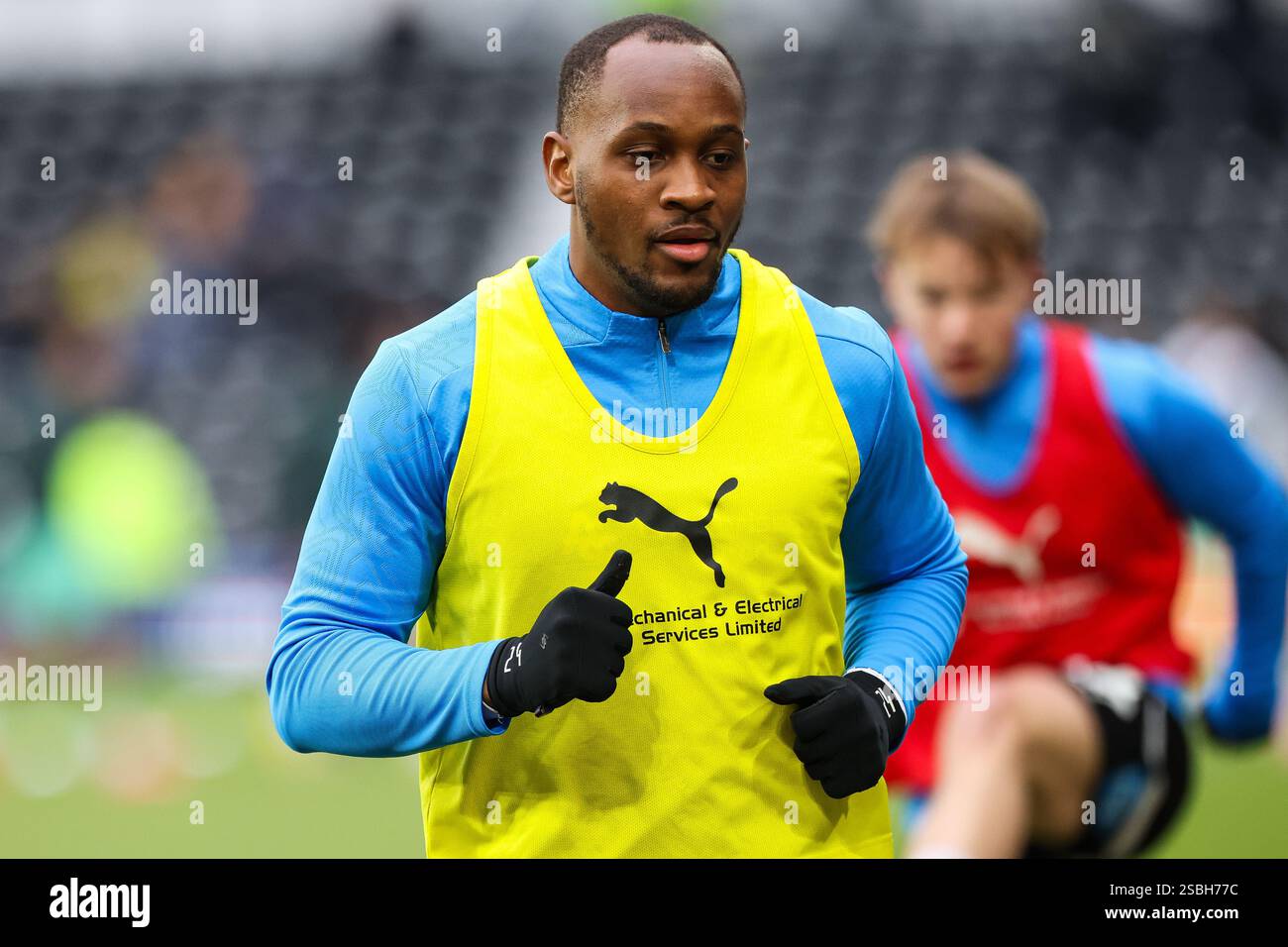 Derby County's Craig Forsyth warming up before the Sky Bet Championship ...