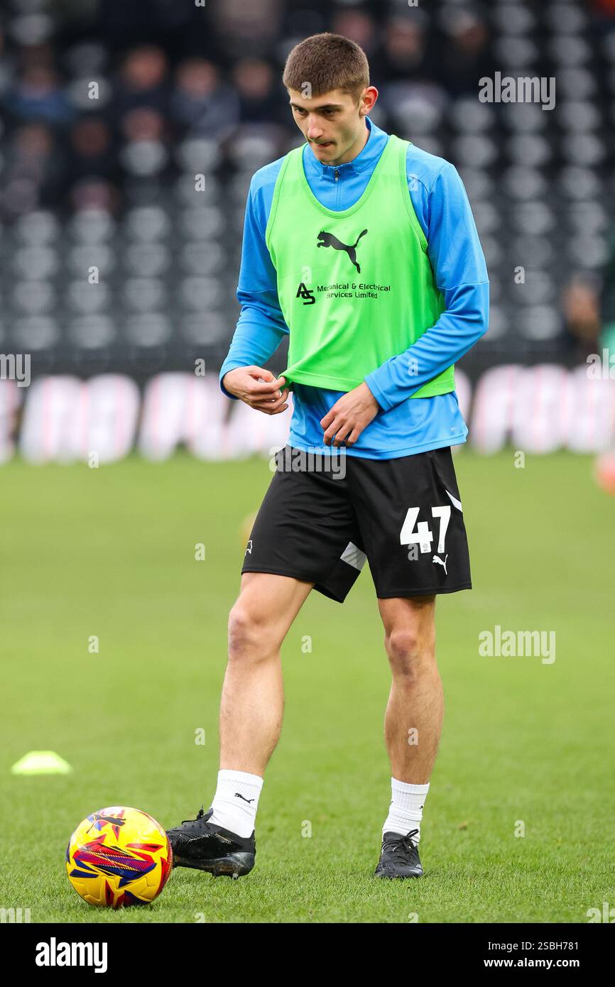 Derby County's Daniel Cox warming up before the Sky Bet Championship ...
