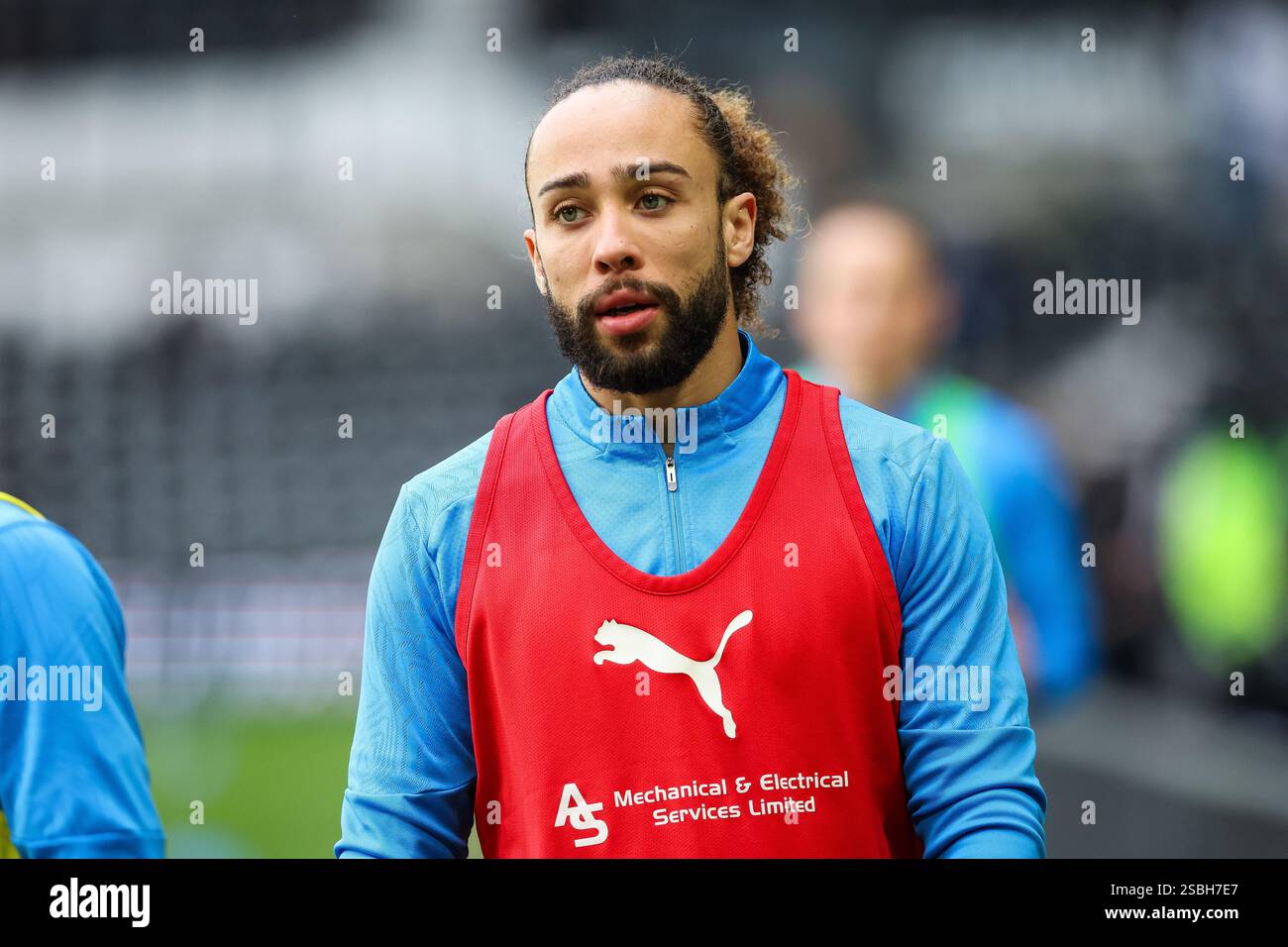 Derby County's Marcus Harness warming up before the Sky Bet ...