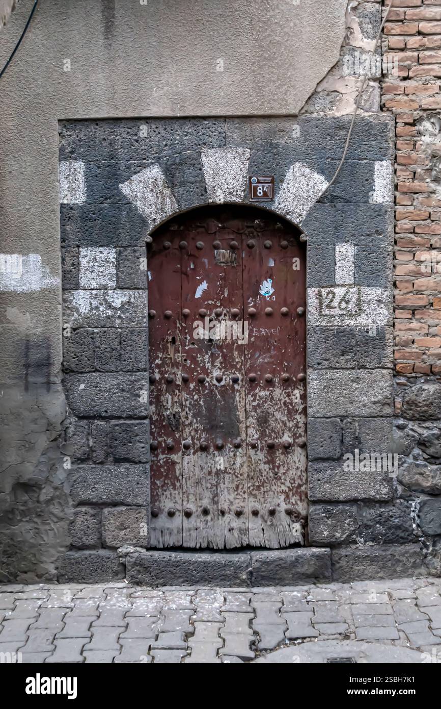 A historic traditional door with shutters, Diyarbakır Turkey Turkiye ...