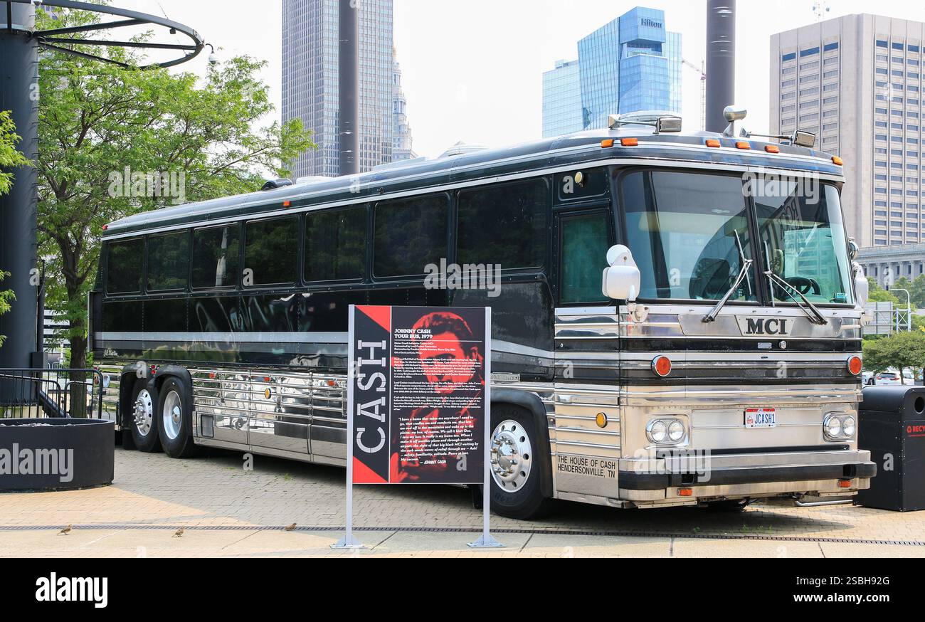 Cleveland, Ohio, USA - 2 August 2023: Johnny Cash historic touring bus ...