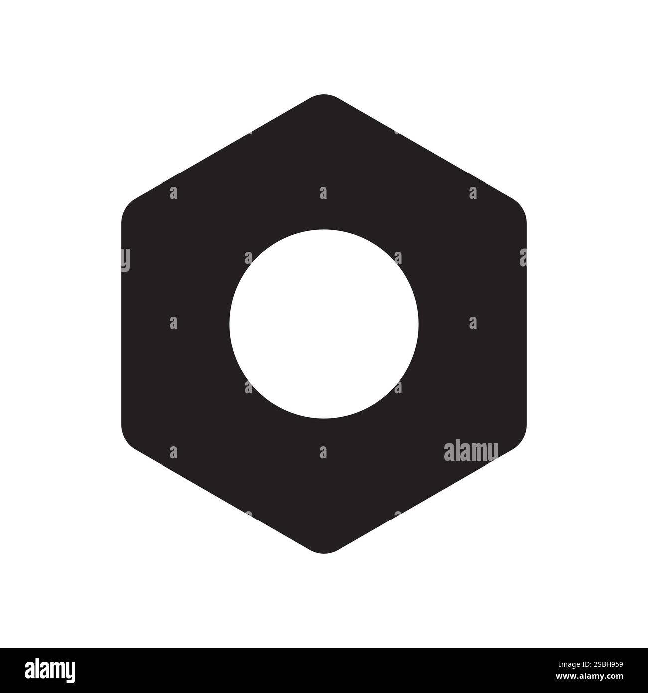 Hex nut icon. Mechanical hardware shape. Industrial bolt piece. Vector ...