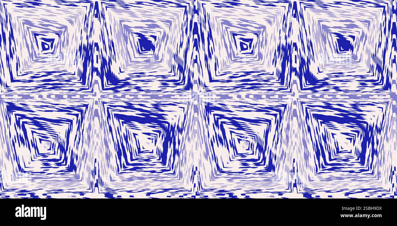 Geometric indigo shape seamless border. Irregular hand drawn batik ...