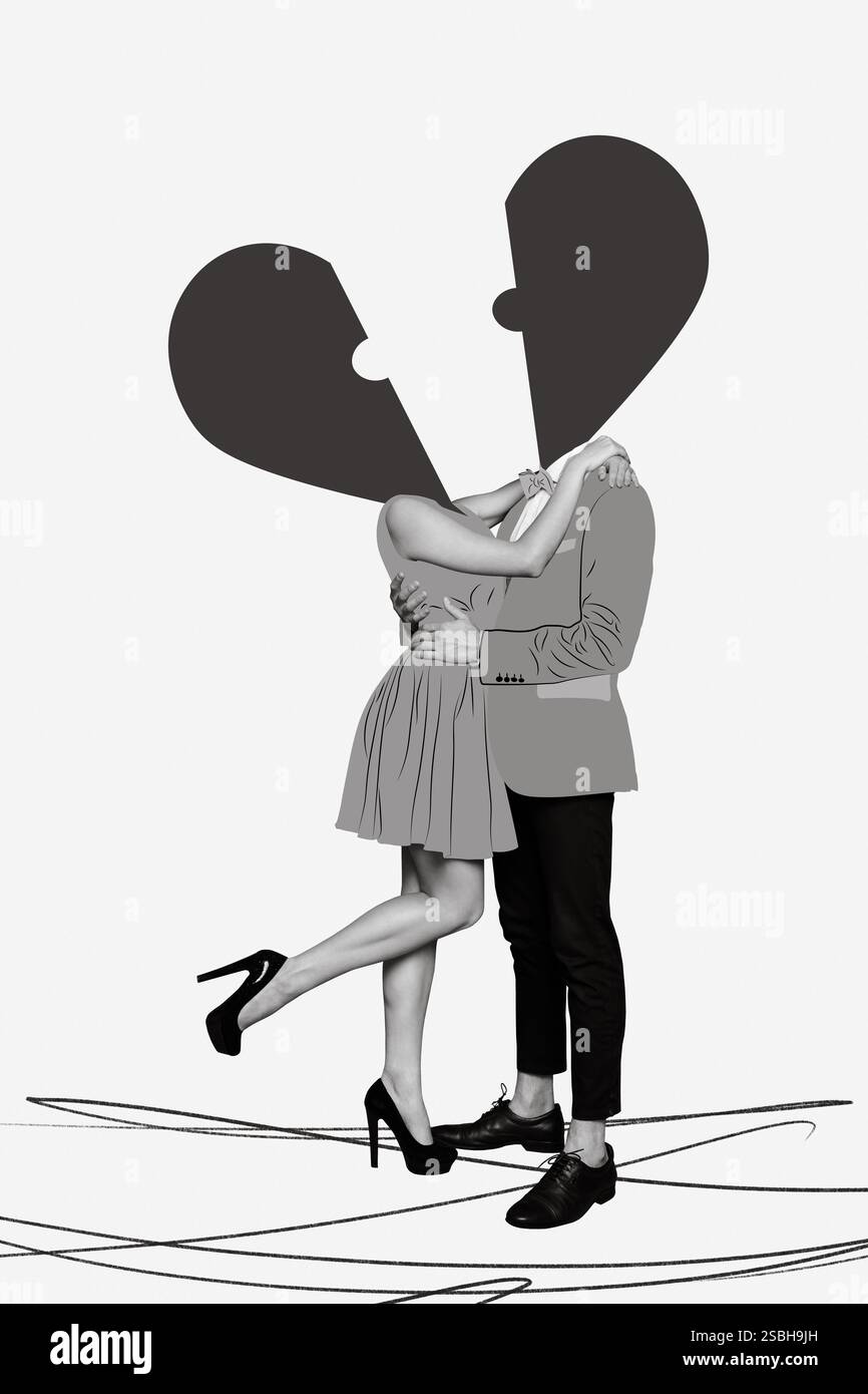 Photo poster collage of two lovely people embracing enjoy their love ...