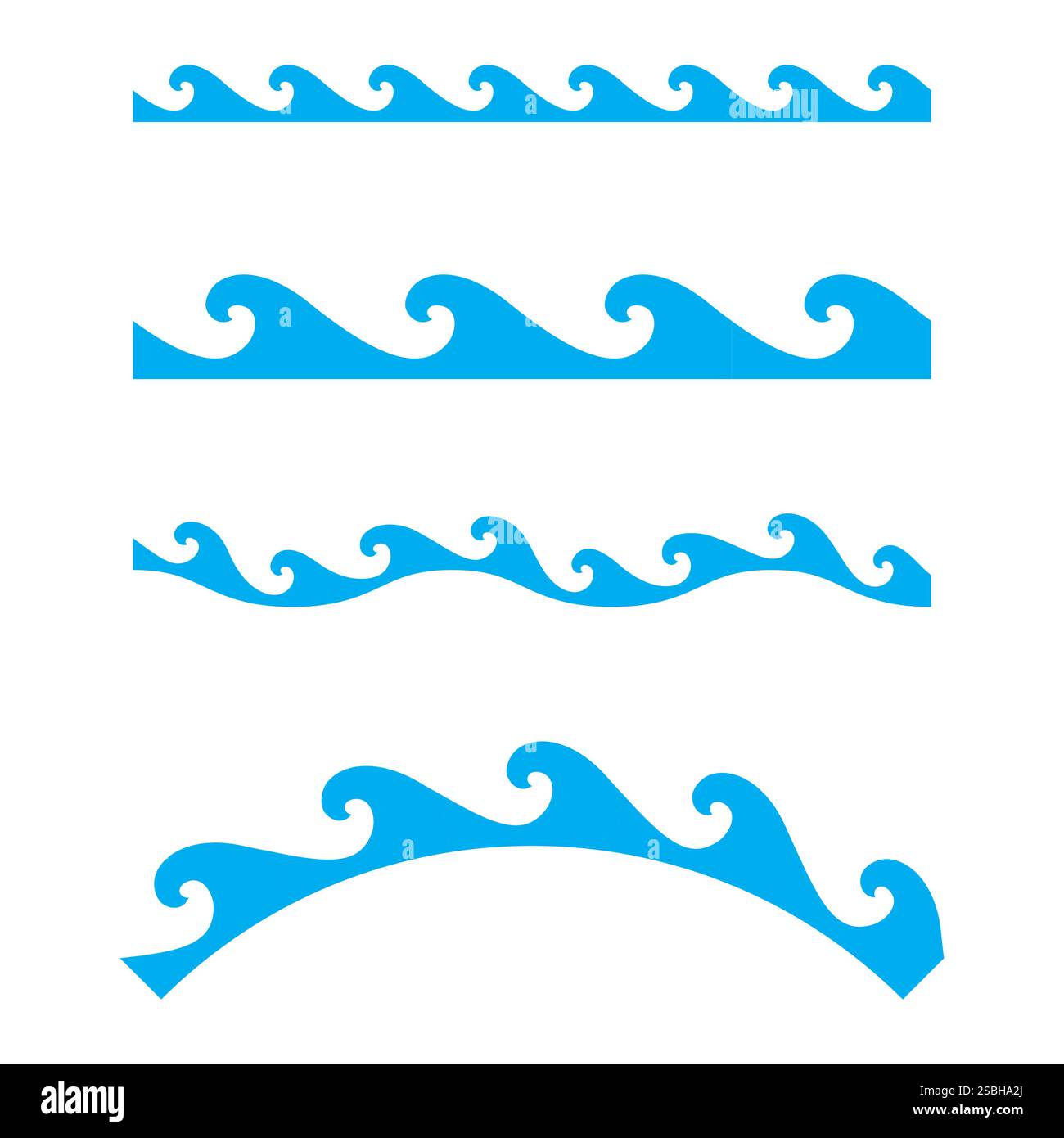 Wave pattern design. Blue ocean shapes. Decorative seamless elements ...