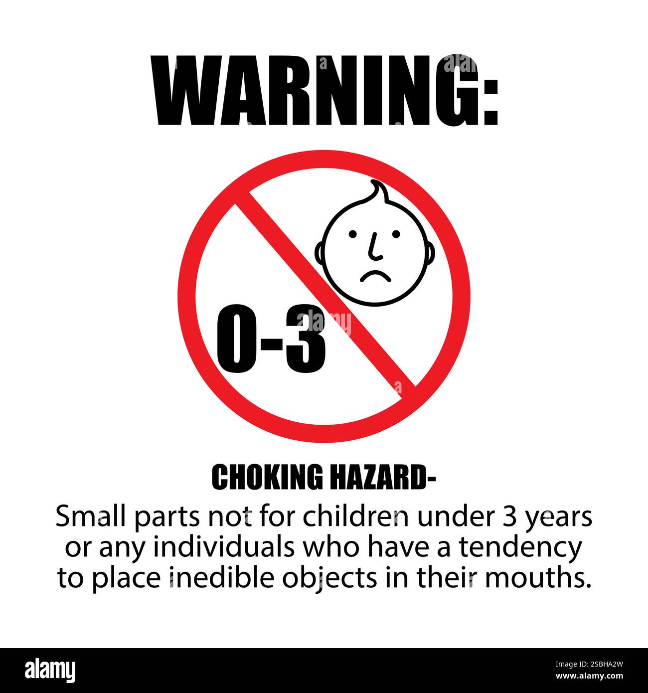 Warning label icon. Bold 0 three text. Red no symbol. Minimal choking ...