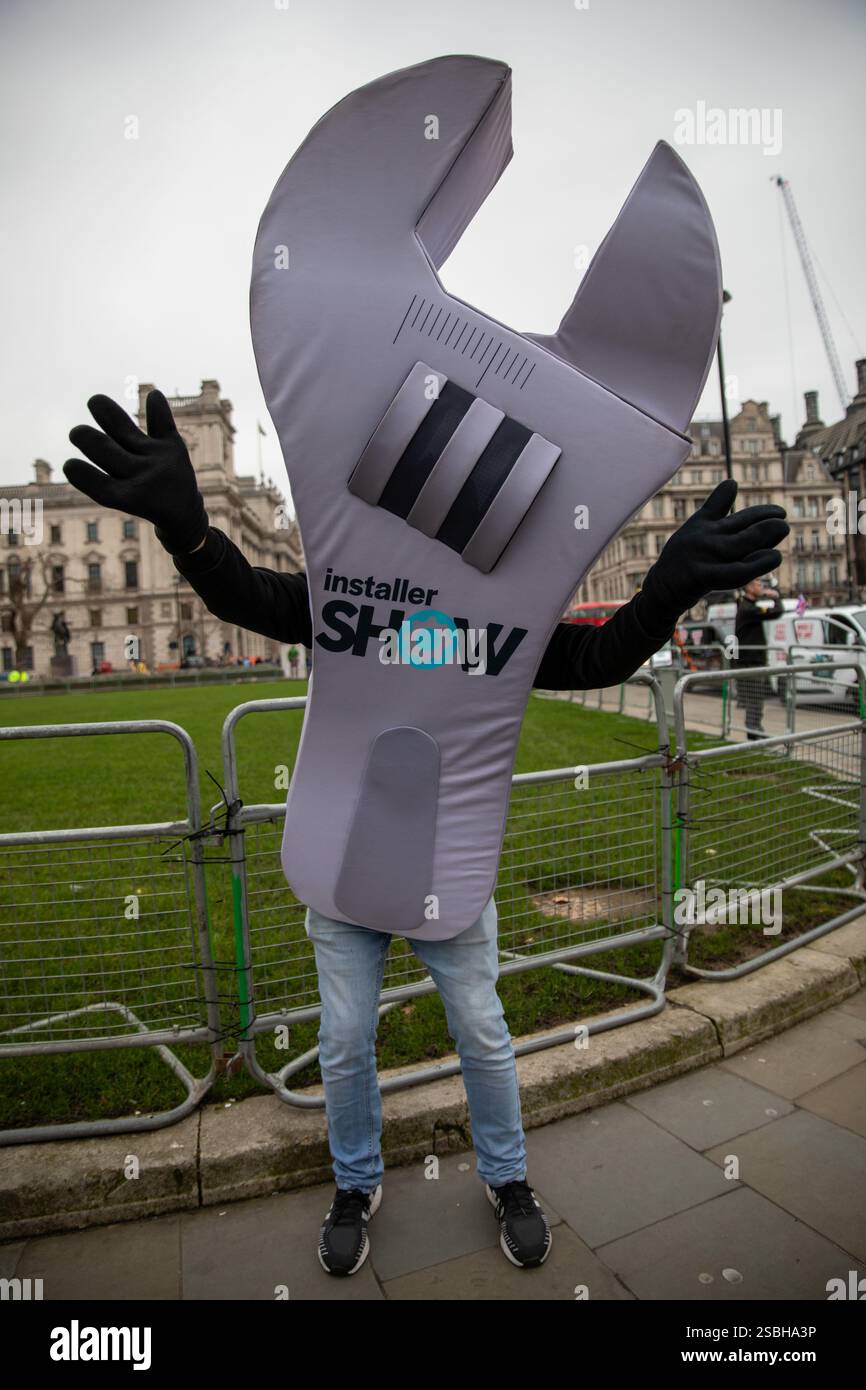 London, UK, 3rd February 2025. A person wears a wrench costume at a ...