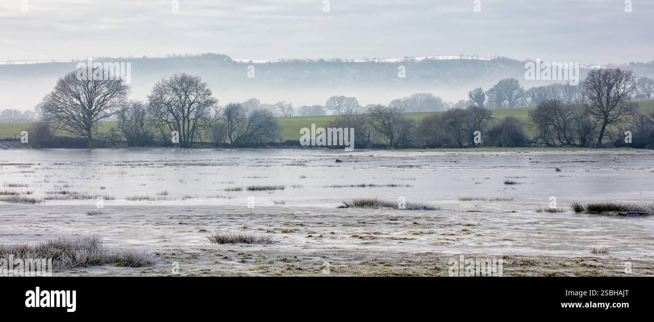 Frozen flood plains of River Adur Stock Photo - Alamy