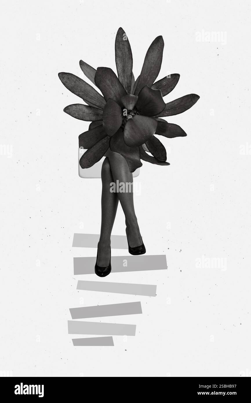 Vertical creative 3d photo collage illustration of bodyless weird woman ...