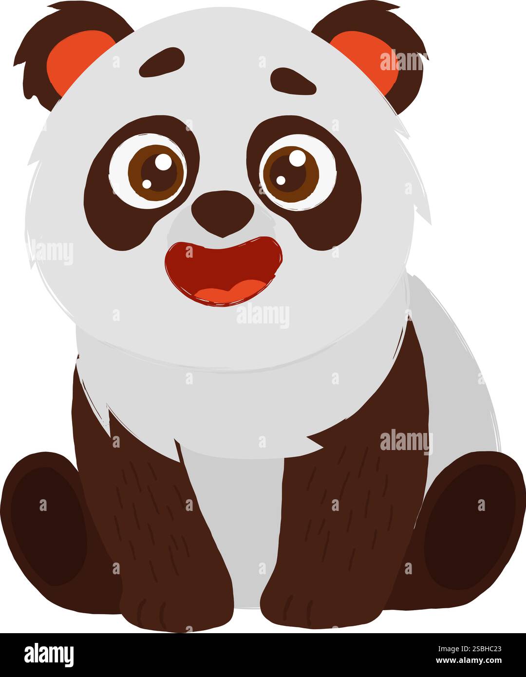 Adorable cartoon panda with round features, black-and-white fur, and a ...