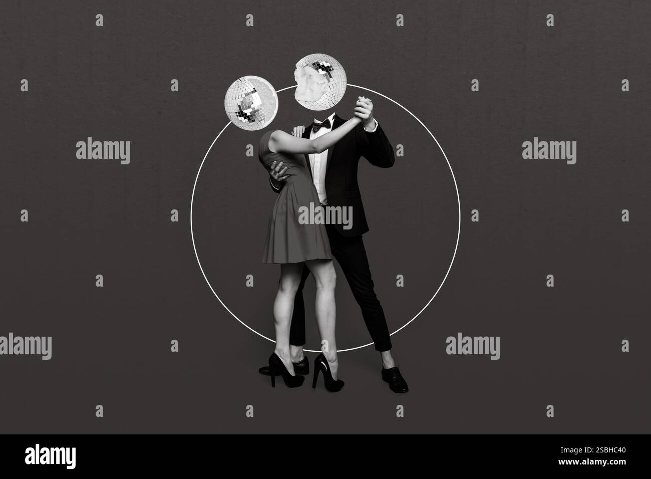 Creative photo 3d collage artwork poster postcard of two weird person ...