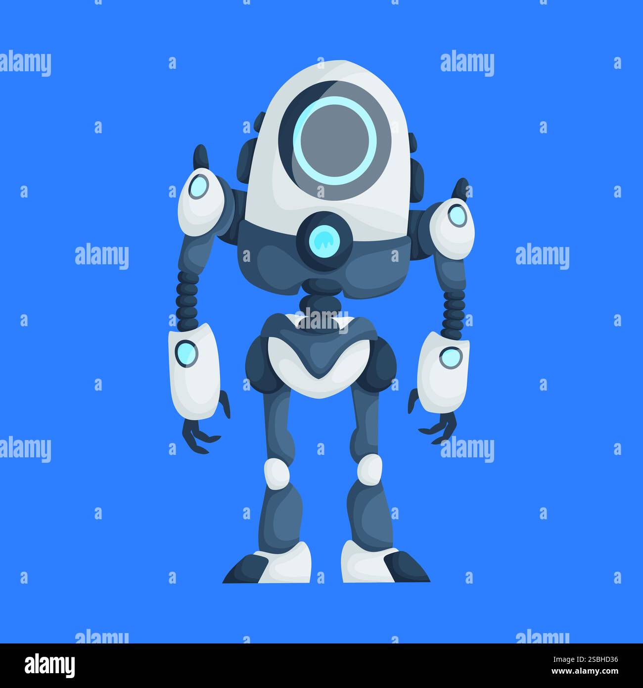 Cartoon illustration of a futuristic robot featuring a circular head ...