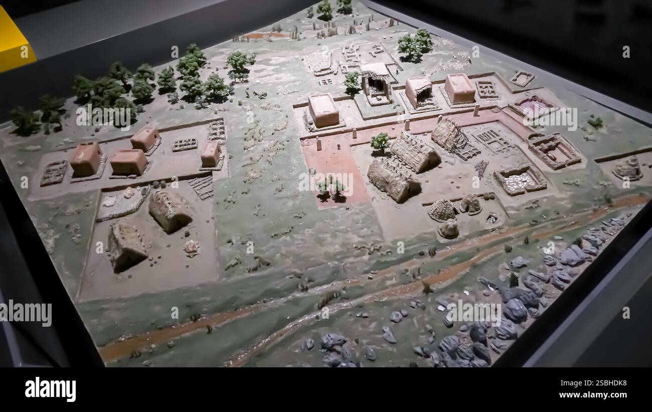 Model of Çayönü Tepesi Neolithic settlement in southeastern Turkey ...