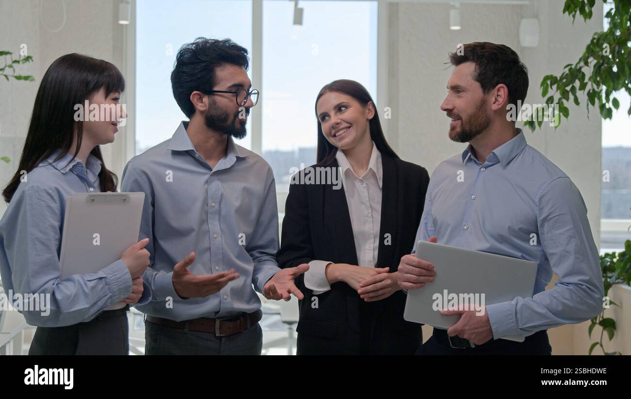 Successful business team portrait diverse office co-workers multiracial ...