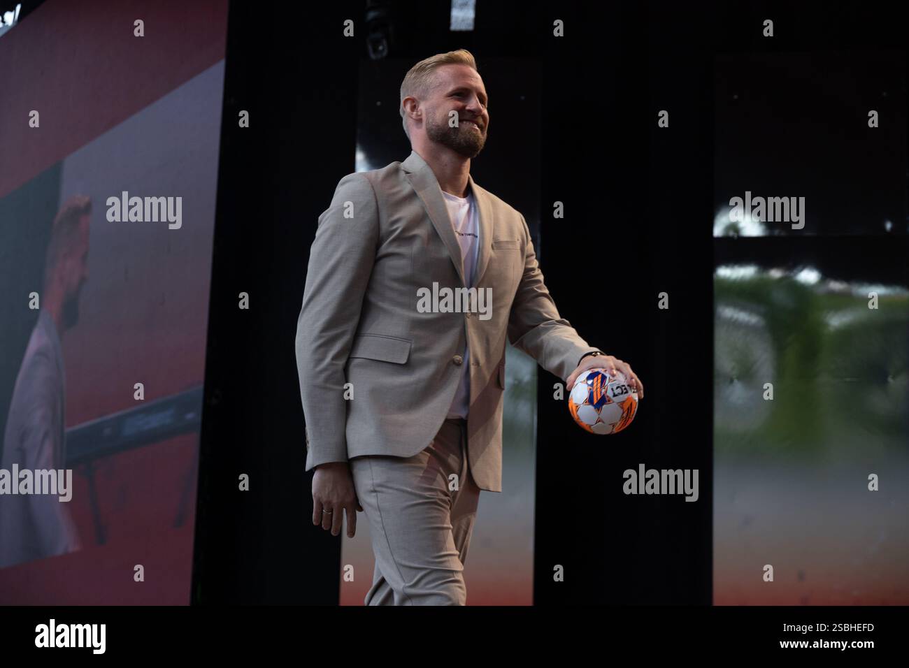 Denmark's goalkeeper Kasper Schmeichel seen on the stage in Tivoli. DBU ...