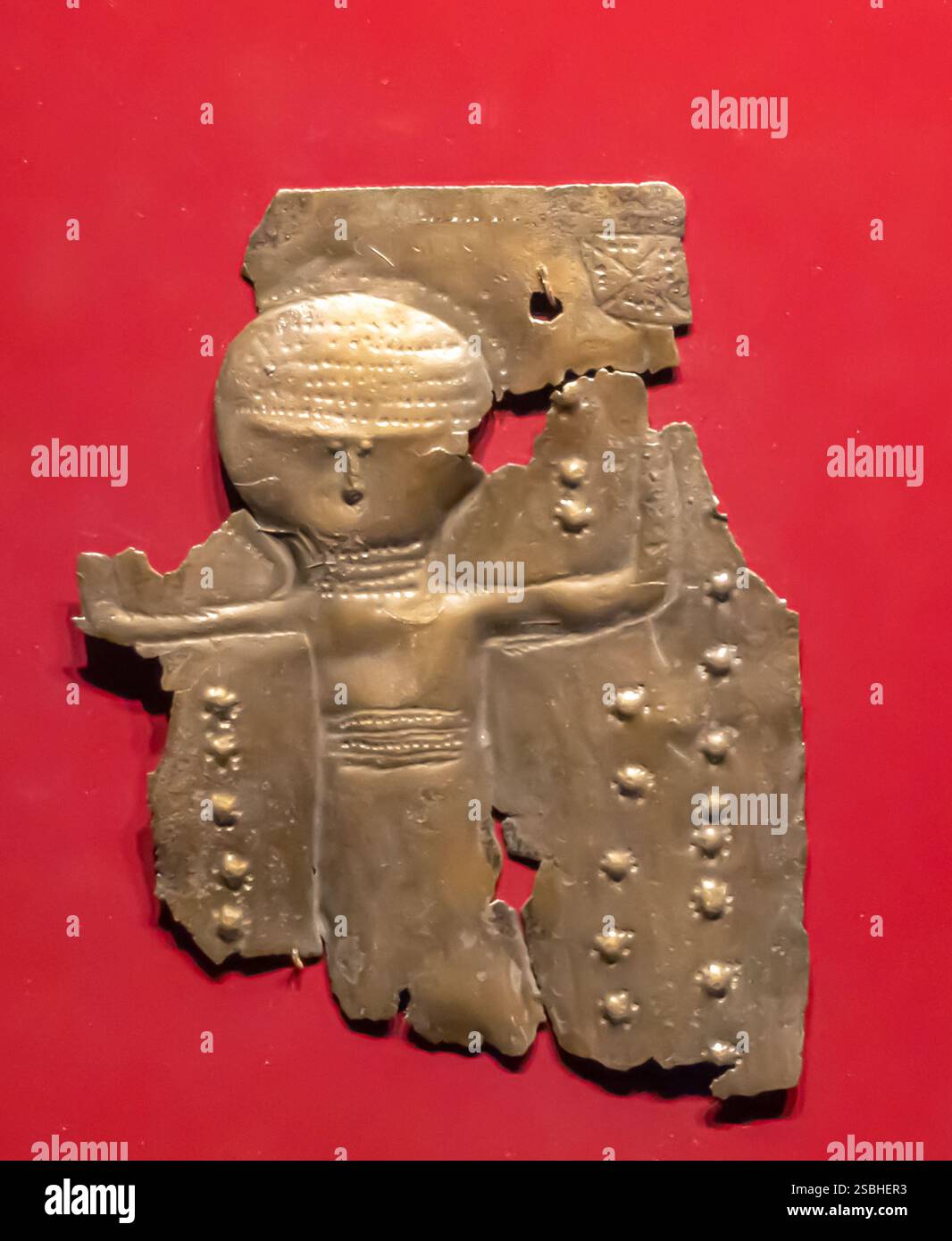 Votive plaque,standing human figure, bronze, Urartian period, c 9th ...