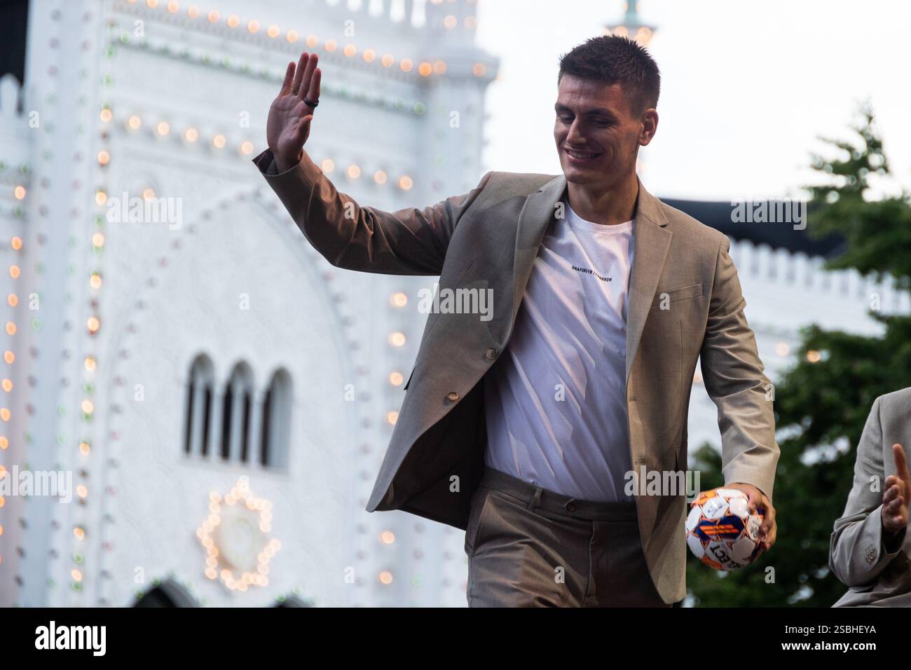 Denmark s' Joakim Mæhle seen on the stage in Tivoli. DBU, TV2 and ...