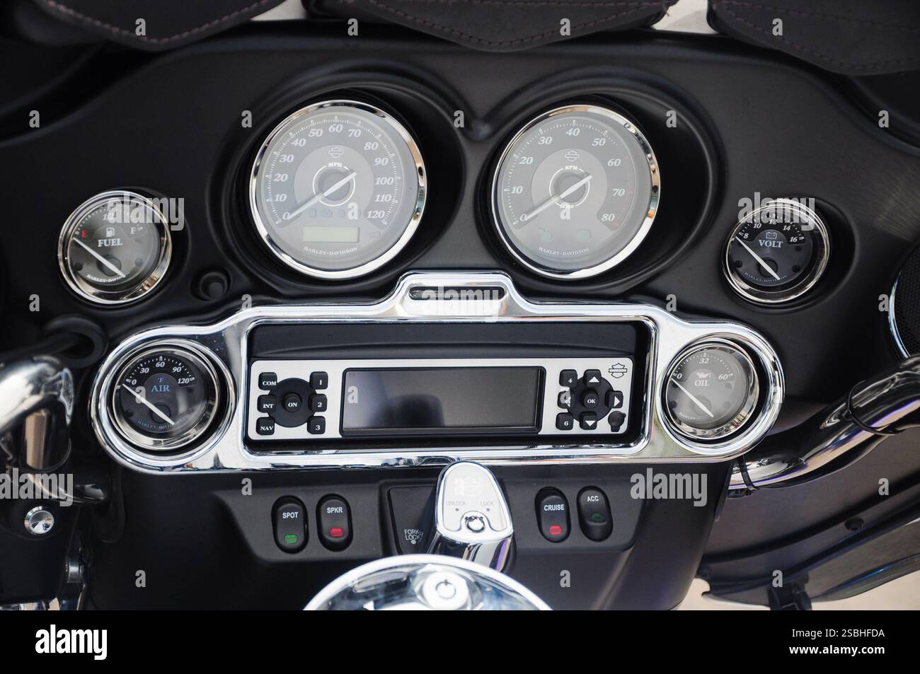 Classic Motorcycle Dashboard with Intricate Dials and Gauges Close-Up ...