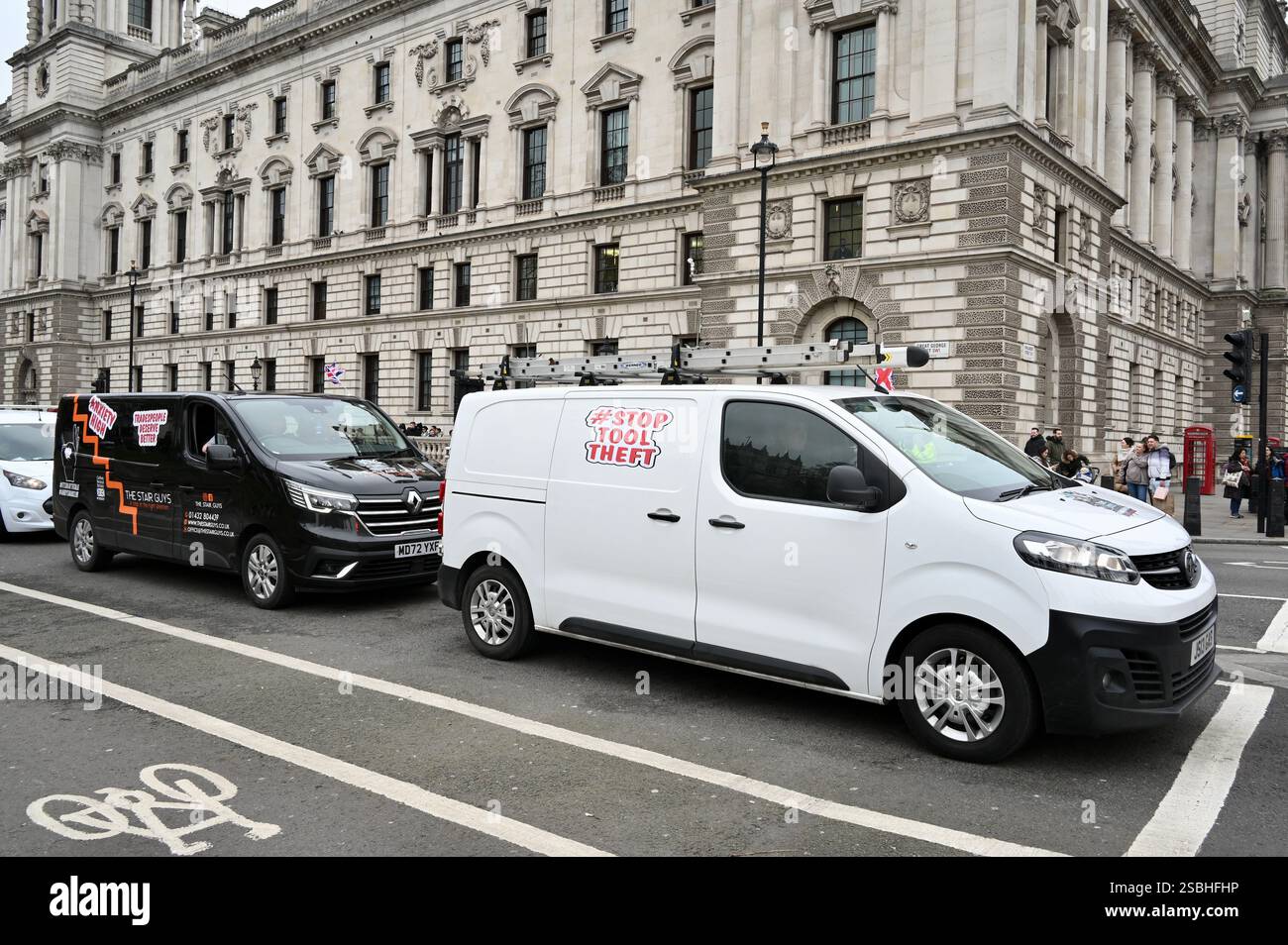 London, UK. Trades United Van Rally. Tradesmen and women honked their ...