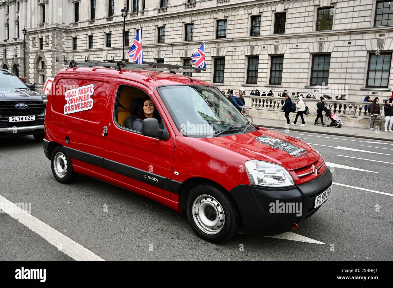 London, UK. Trades United Van Rally. Tradesmen and women honked their ...