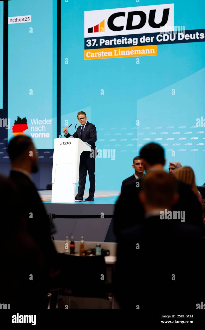 Carsten Linnemann beim 37. Parteitag der CDU Deutschlands im CityCube Berlin. Berlin, 03.02.2025 ...