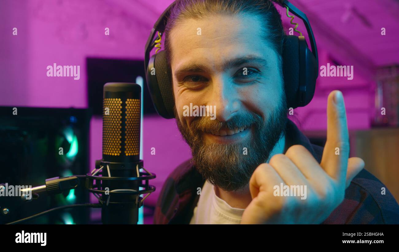 Contemplative Caucasian influencer gamer guy blogger man vlogger ...