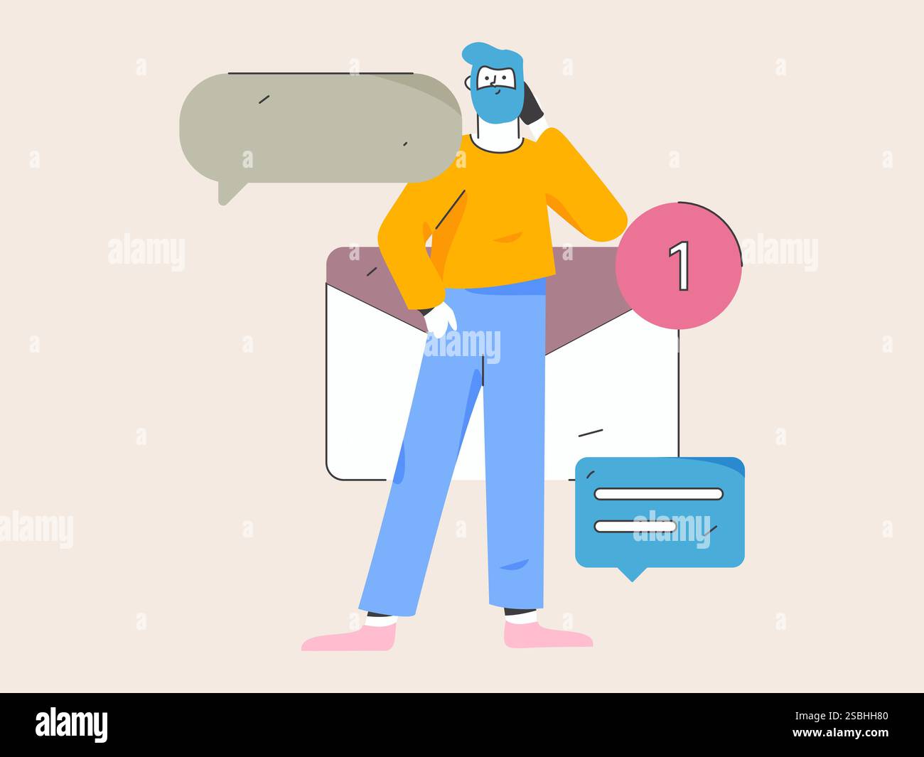 Communicate with consultants flat vector character concept operation ...