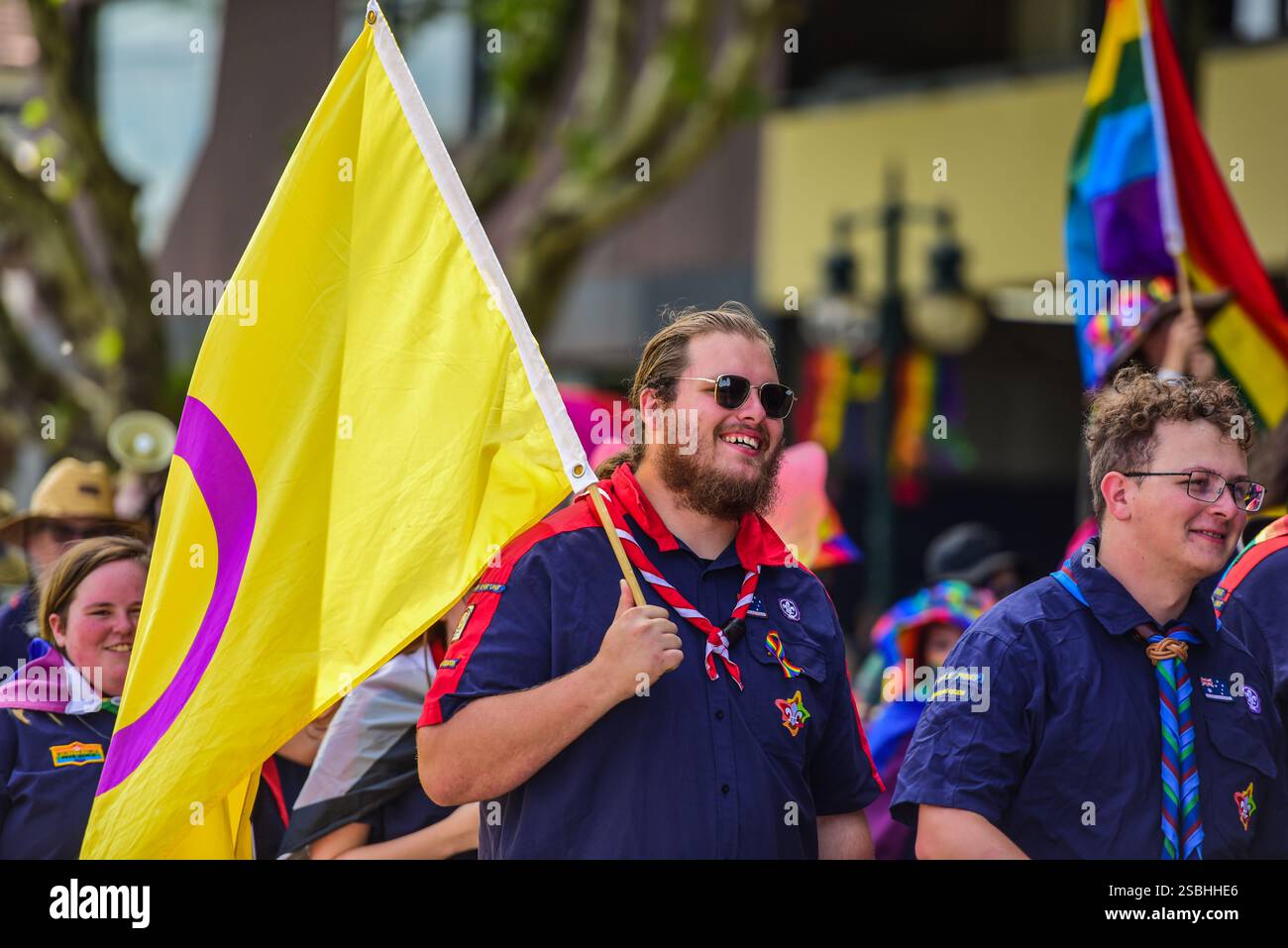 Melbourne, Australia. 02nd Feb, 2025. A scout with an intersex pride ...