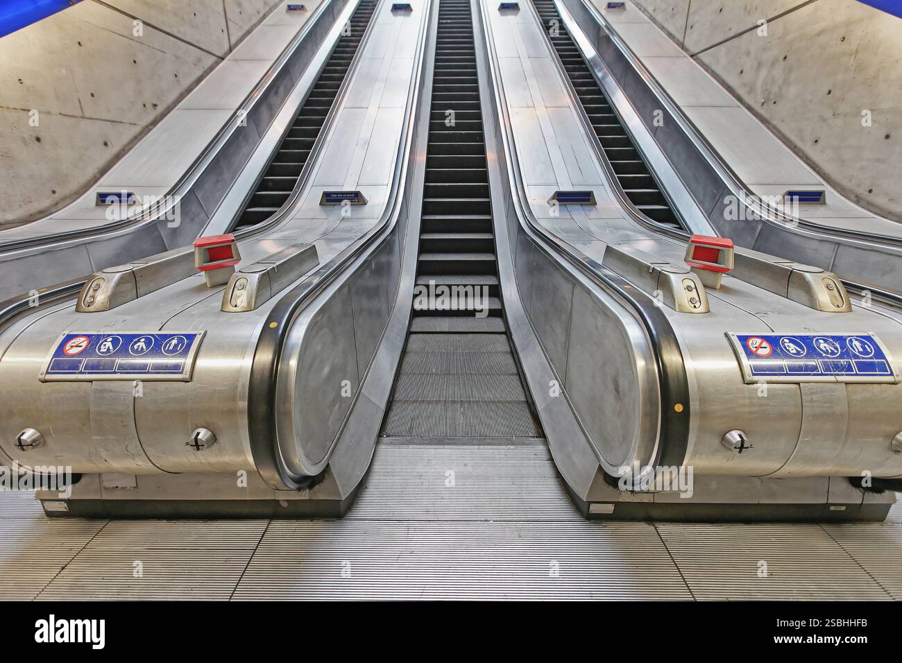 Three Escalators in Subway Train Station Public Transport Underground ...