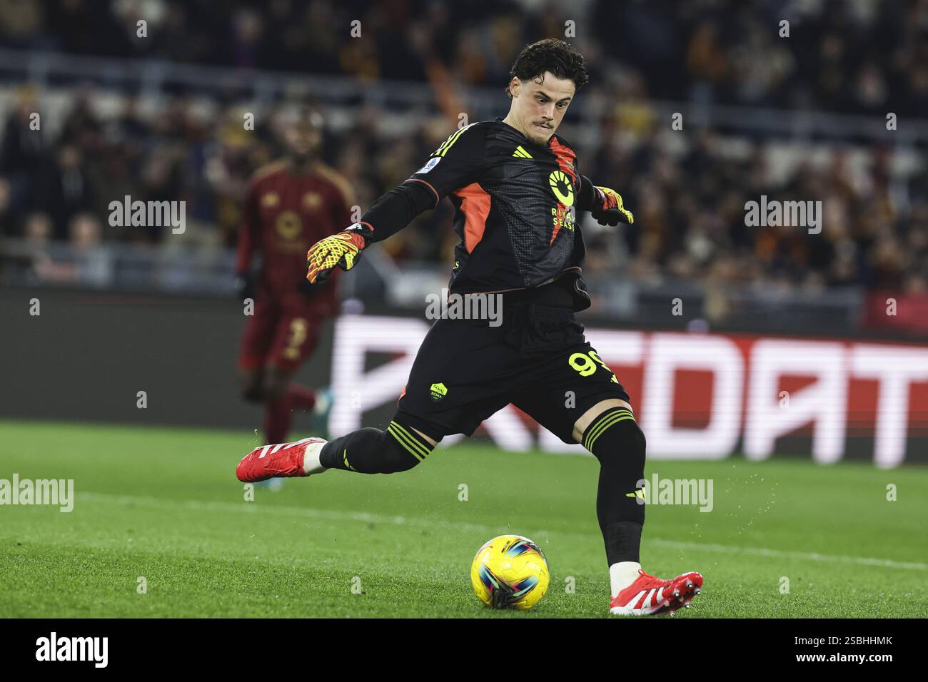 Rome, Italy. 02nd Feb, 2025. Romaâ??s Belgian goalkeeper Mile Svilar ...