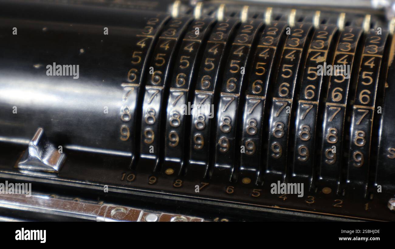 Vintage calculator close-up numerical part Stock Photo - Alamy