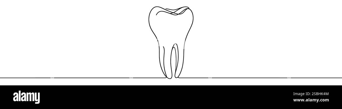 Continuous line drawing representing a tooth for dental care concept ...