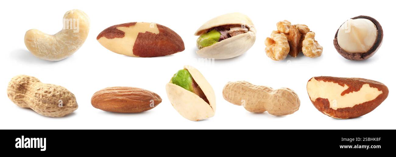 Brazil and other nuts isolated on white, set Stock Photo - Alamy