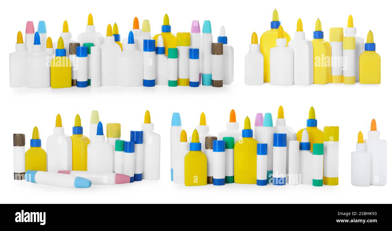 Glue of different types isolated on white, set Stock Photo - Alamy